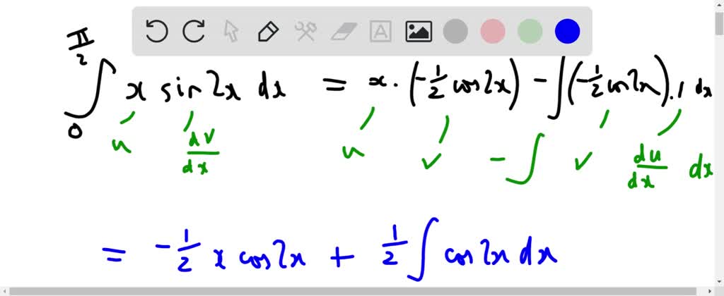 SOLVED: Evaluate the definite integral of xcos(x) dx from 0 to pi/2. by ...