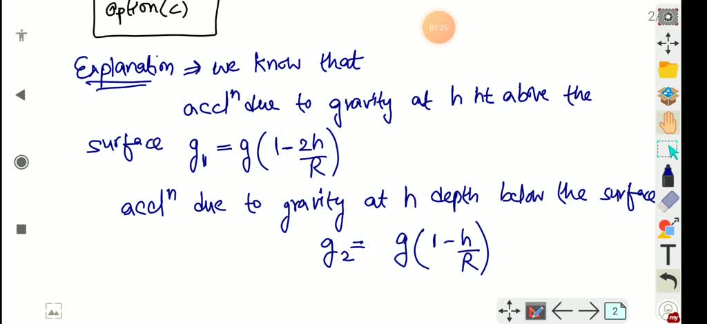 SOLVED:The ratio of acceleration due to gravity at a height h above the ...