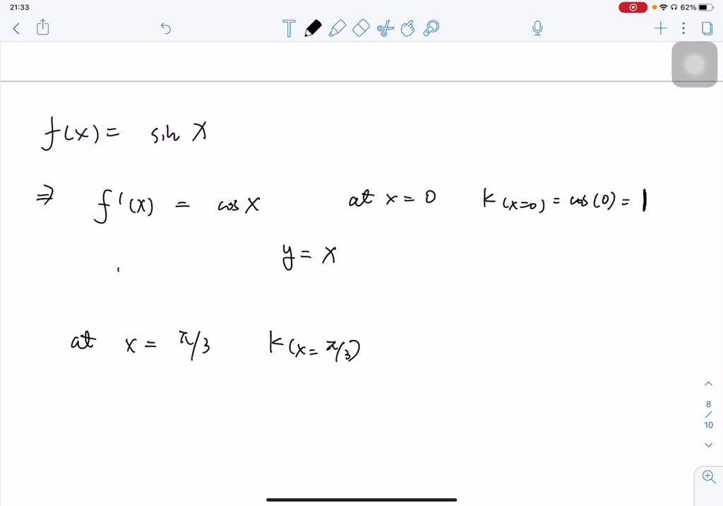 SOLVED:Find the equations of the tangent lines to the graph of f(x)=sinx at x=0 and at x=π/ 3 ...