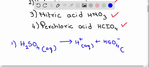SOLVED:Name four strong acids. For each acid, write the equation ...