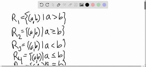 Exercises 34-38 deal with these relations on the set of real numbers ...