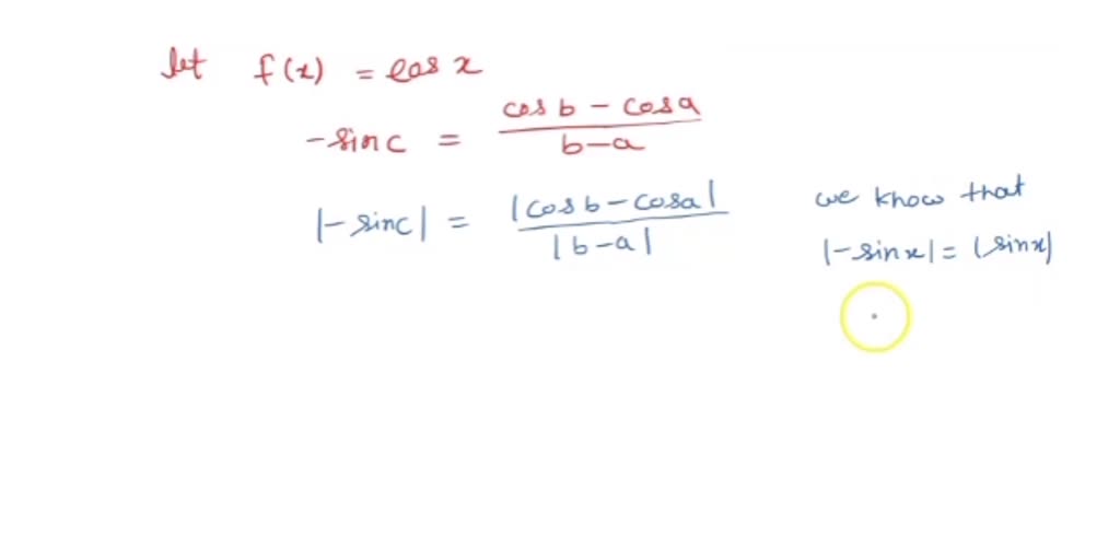 SOLVED:The value of |cosa-cosb| is (a) ≤|a-b| (b) ≥|a-b| (c) 0 (d) |a+b|.