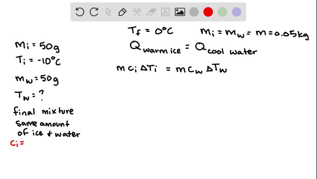 SOLVED:A 50-g ice cube at -10^2 C is placed in an equal mass of water ...