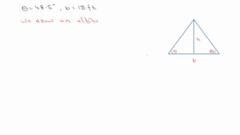 SOLVED:Find the altitude of the isosceles triangle shown in the figure. GRAPH CAN'T COPY. θ=48.5 ...