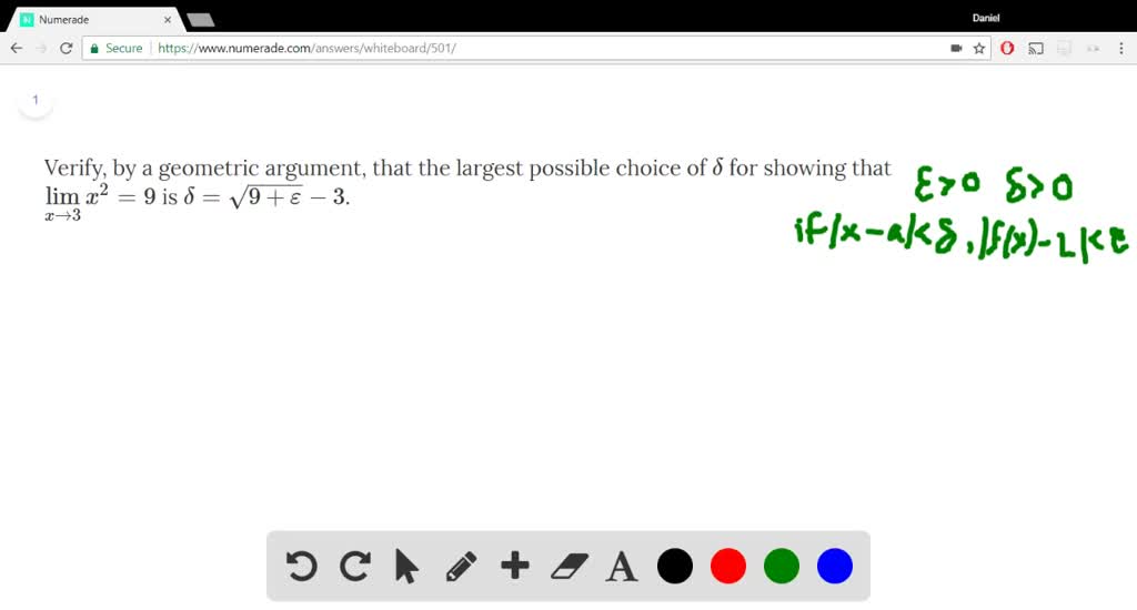 SOLVED:Verify, by a geometric argument, that the largest possible choice of δfor showing that ...