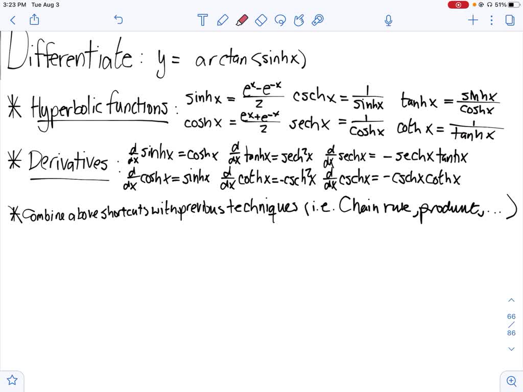 SOLVED Differentiatey arctan sinhx SOLVED Differentiatey arctan sinhx