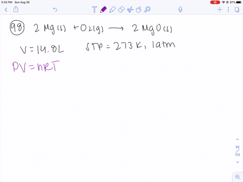 SOLVED: How many grams of magnesium oxide form when 14.8 Lof oxygen gas ...