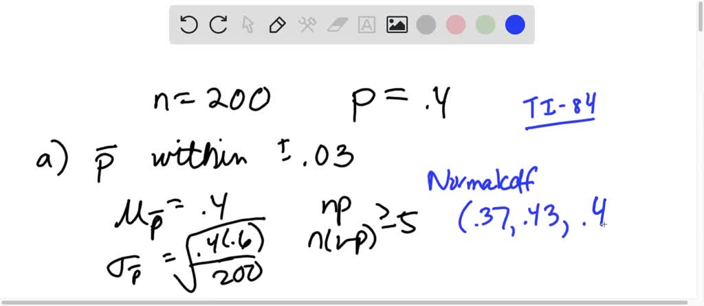 Suppose a population proportion is .40, and 80 % of the time when you draw a random sample from ...