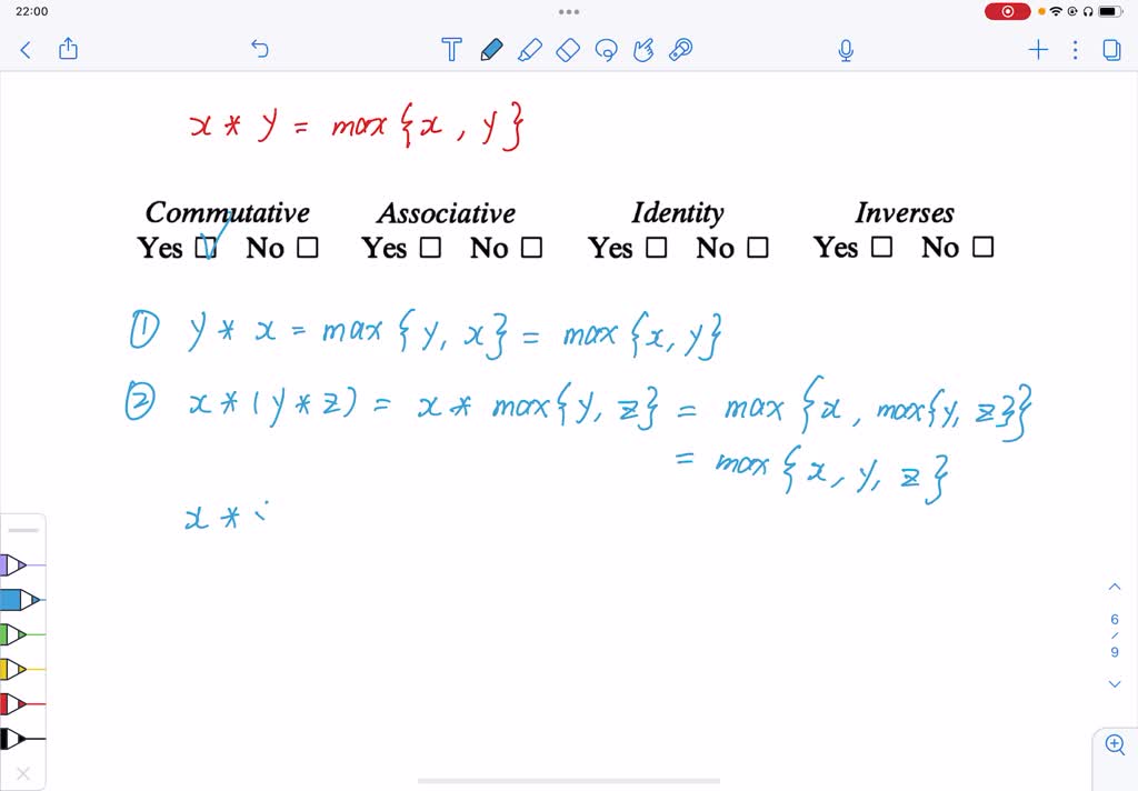 ⏩SOLVED: x * y=max{x, y}= the larger of the two numbers x and … | Numerade