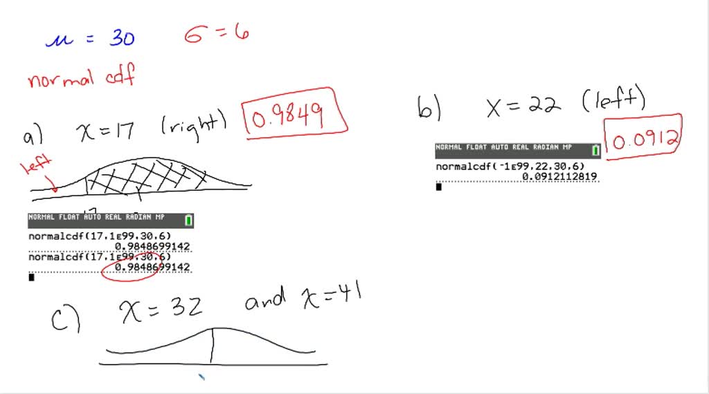Solved Given A Normal Distribution With μ 30 And σ 6 Find A The