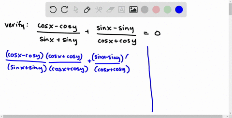 SOLVED:In Exercises 9-50, verify the identity cosx - cosysinx + siny ...