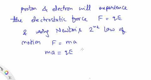 SOLVED: A proton and an electron are released from rest in the same uniform electric field ...