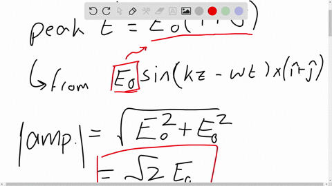 SOLVED:A radio wave's electric field is given by E=E sin(k z-ωt)= (î+ĵ ...