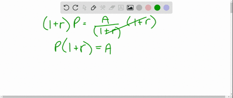 The formula P=(A)/(1+r) is used to determine what amount of principal P ...