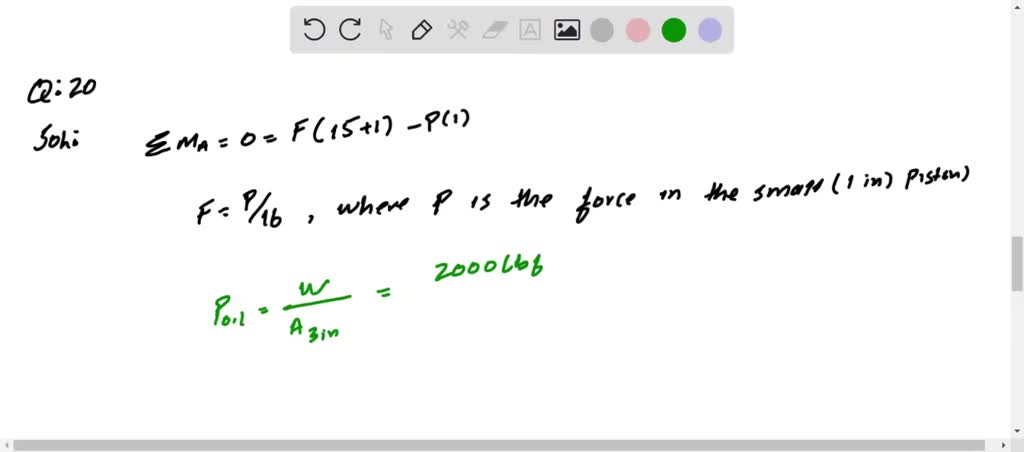 SOLVED: The hydraulic jack in Fig. P 2.20 is filled with oil at 56 Ibf ...