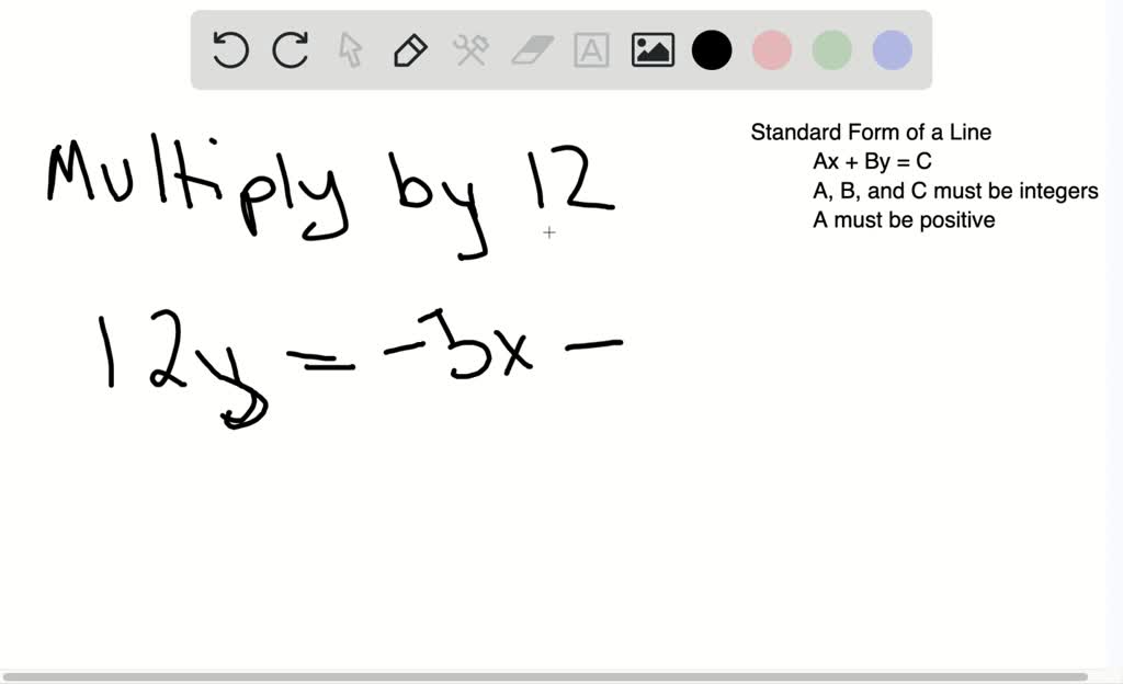 SOLVED Rewrite Each Equation In Standard Form Y 1 4 X 5 6 