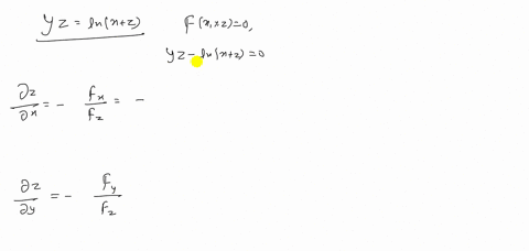 Use Equations 7 to find ∂z/ ∂x and ∂z/ ∂y . yz + x lny = z^2 | Numerade