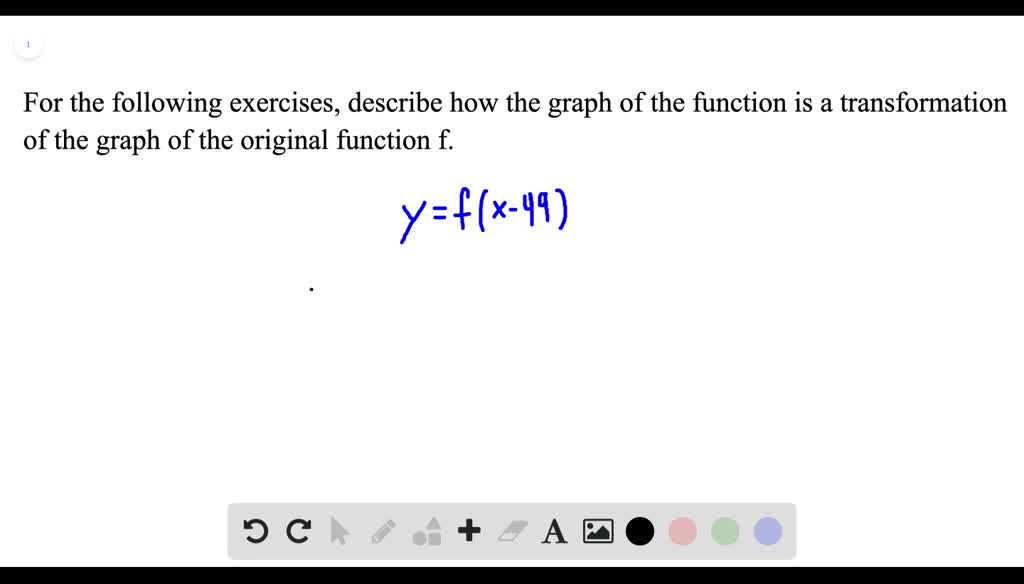 SOLVED:For the following exercises, describe how the graph of the ...