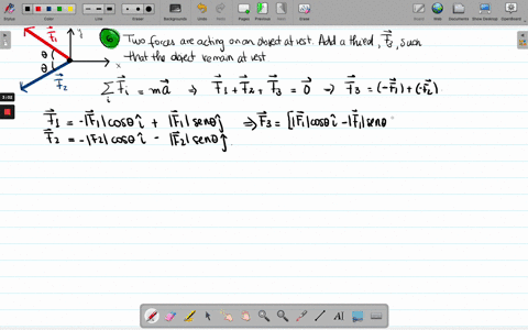 Show two forces acting on an object at rest. Redraw the diagram, then ...