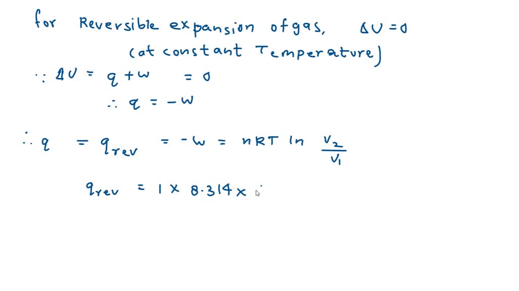 SOLVED:In the reversible isothermal expansion of an ideal gas at 300 K ...