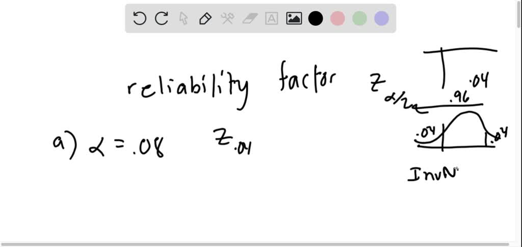 Find the reliability factor, zα/ 2, to estimate the mean, μ, of a ...