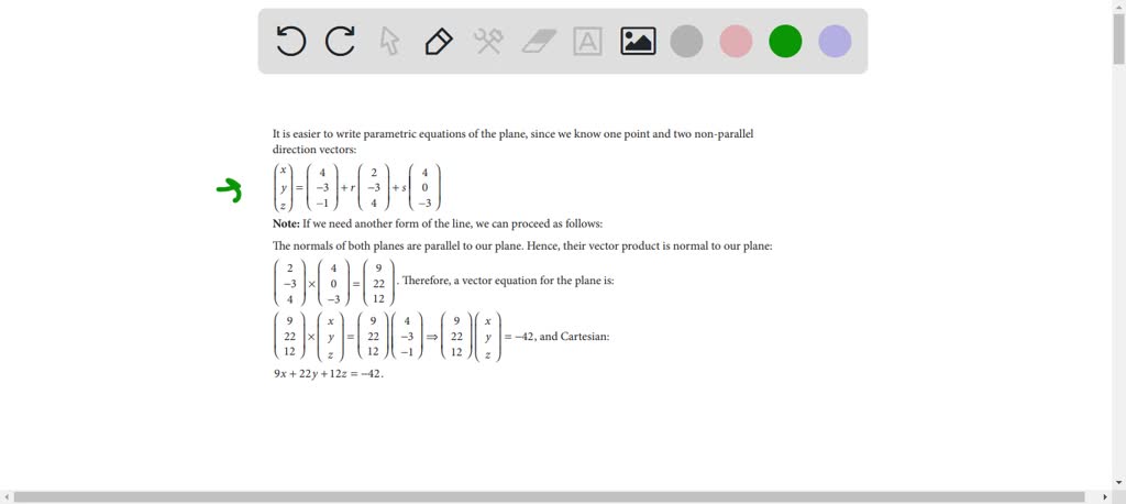 SOLVED:Find the equations of the following planes in the form r ∙𝐧̂=D ...