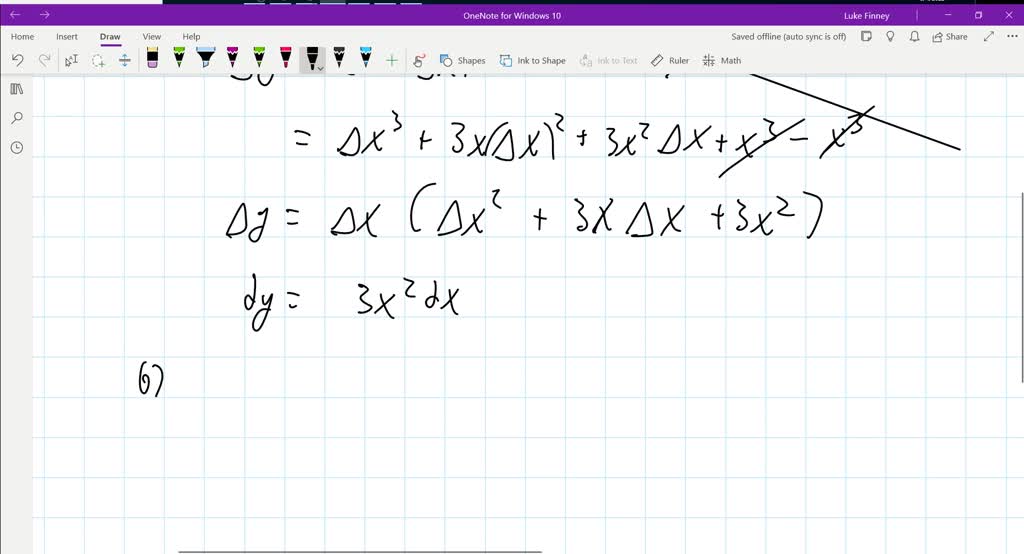 SOLVED:(a) Find general formulas for Δy and d y. (b) If, for the given ...