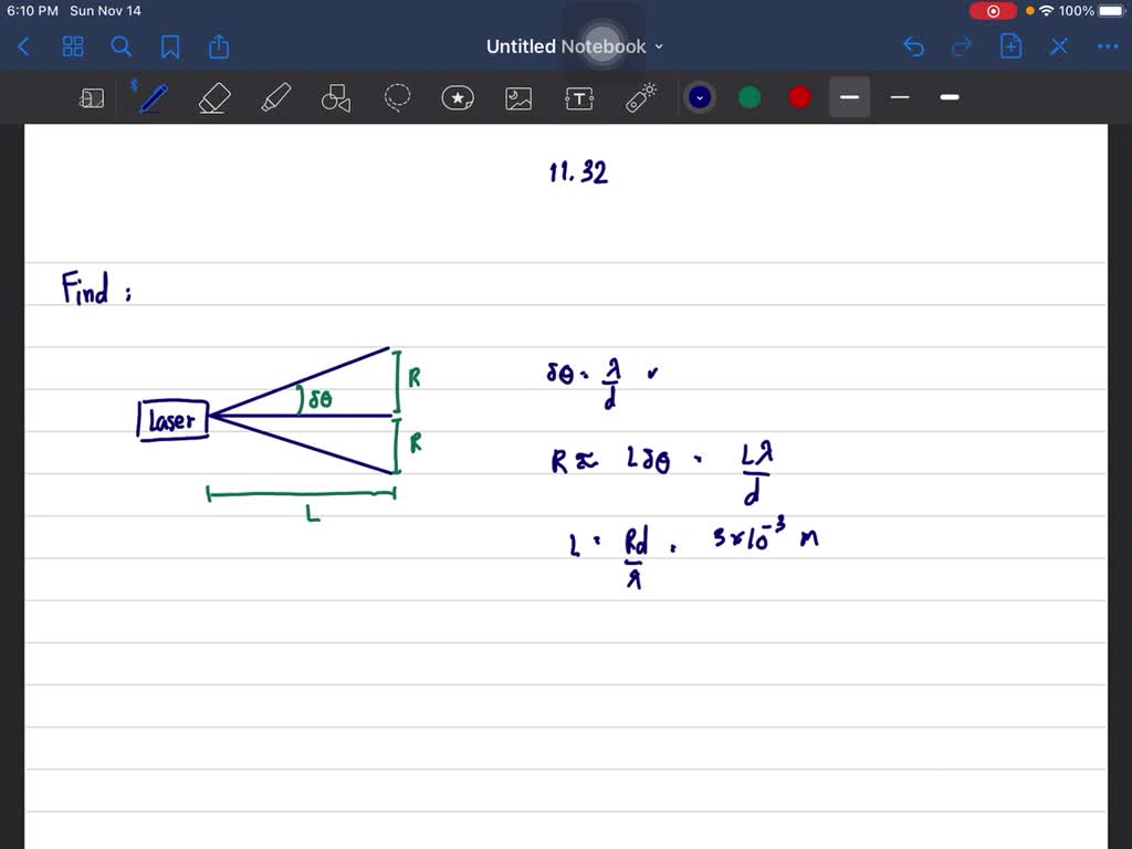 A single-mode He-Ne laser has a beam of diameter 3 mm . As the beam ...