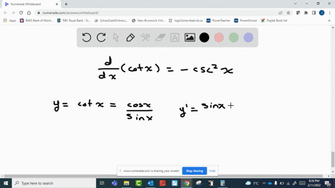 SOLVED:Use the quotient rule and the derivatives of the sine and cosine functions to prove that ...