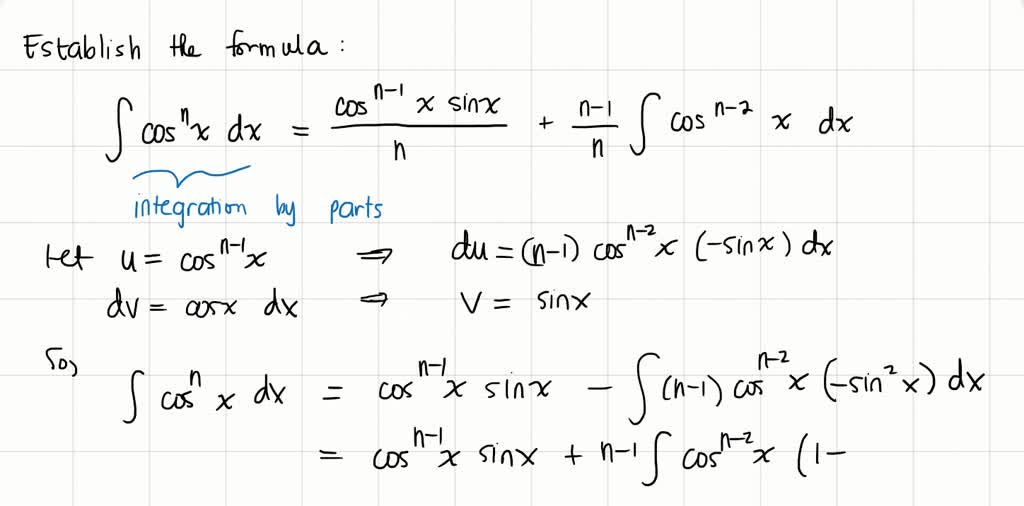 SOLVED Use Integration By Parts To Establish The Given Reduction SOLVED Use Integration By Parts To Establish The Given Reduction