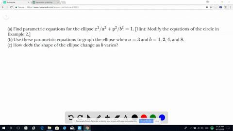 (a) Find parametric equations for the ellipse x^2/a^2 + y^2/b^2 = 1 . [Hint: Modify the ...