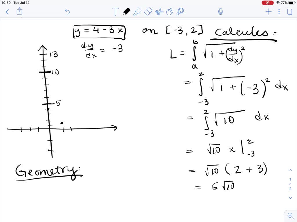 SOLVED Find The Arc Length Of The Line Y 4 3 X On 3 2 Using Calculus
