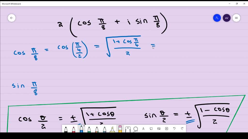SOLVED:Convert each complex number to rectangular form. 2(cos(1)/(8) π ...
