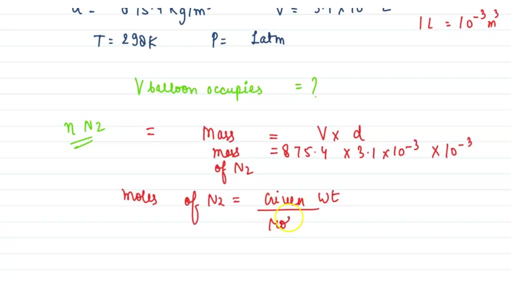 SOLVED:Liquid N2 has a density of 875.4 kg m^-3 at its normal boiling ...