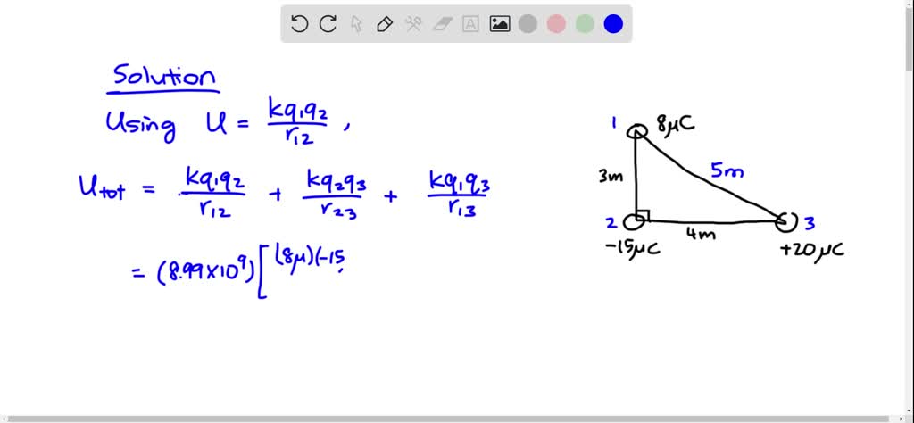 SOLVED:Determine the electric potential energy for the array of three ...