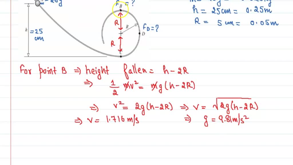 As drawn in Fig. 9-6, a 20-g bead slides from rest at A along a ...