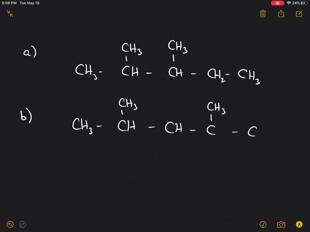 SOLVED:Draw a structural formula for each of the following branched ...