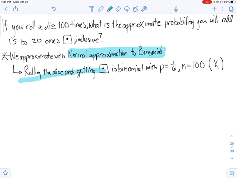 SOLVED:If you roll a die 100 times, what is the approximate probability ...