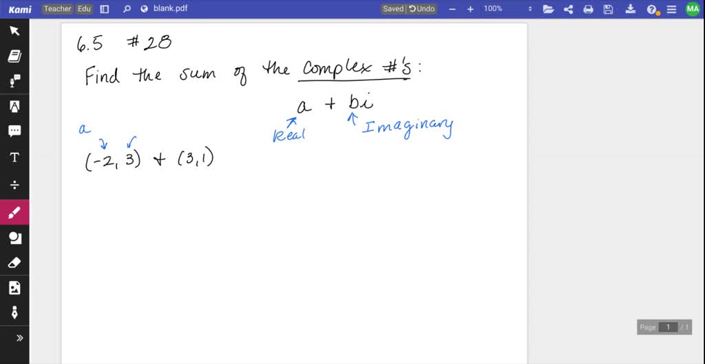 SOLVED:Find the sum of the complex numbers in the complex plane. (GRAPH ...