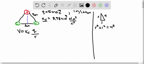 SOLVED: The three charges shown at right are located at the vertices of ...