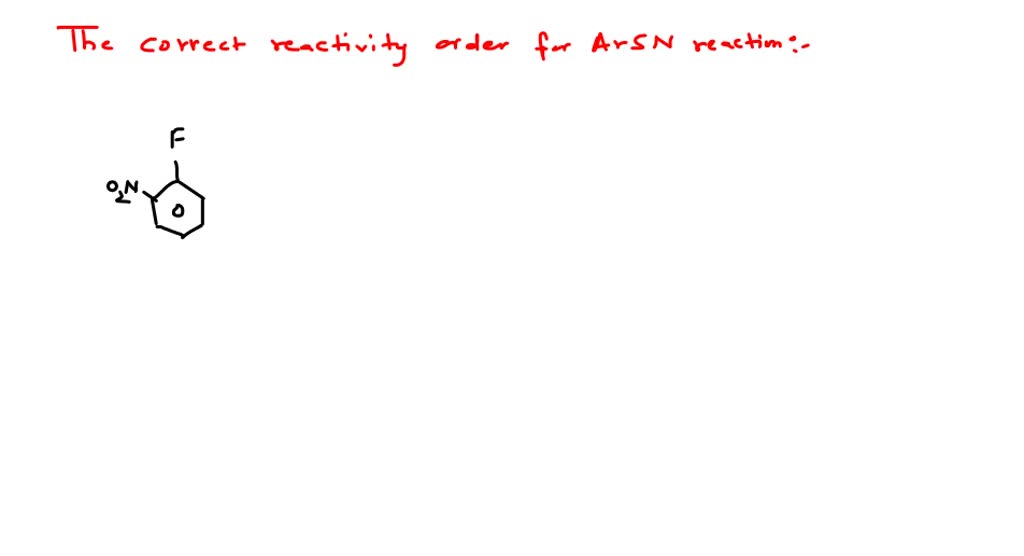 Identify correct reactivity order for ArSN reaction | Numerade