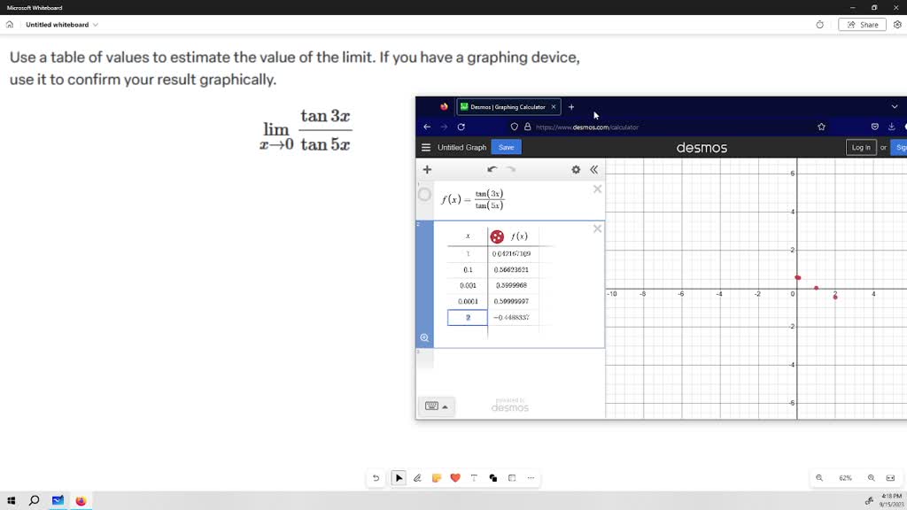 SOLVED:Use a table of values to estimate the value of the limit. If you have a graphing device ...