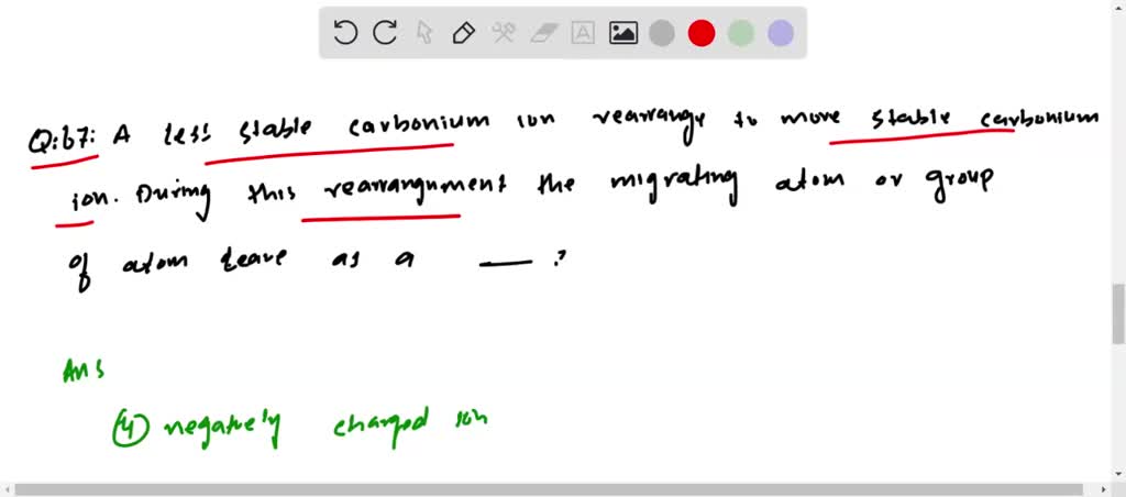SOLVED:A less stable carbonium ion rearranges to more stable carbonium ...