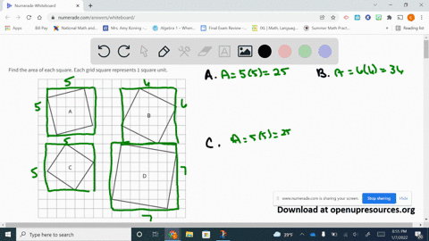 SOLVED:Find the area of each square. Each grid square represents 1 square unit.