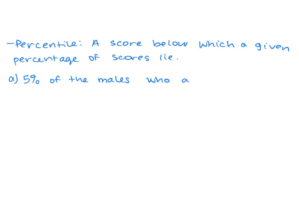 SOLVED: Explain the meaning of the following percentiles. Source ...