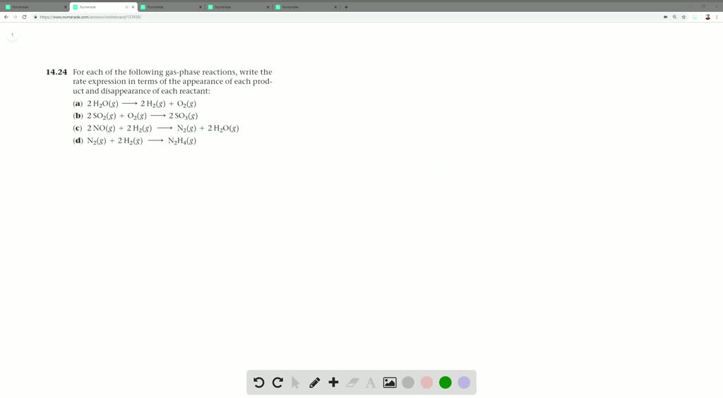SOLVED:For each of the following gas-phase reactions, write the rate ...