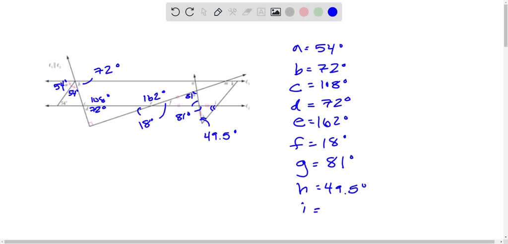 Developing Proof Trace the figure below. Calculate the measure of each lettered angle. Explain ...
