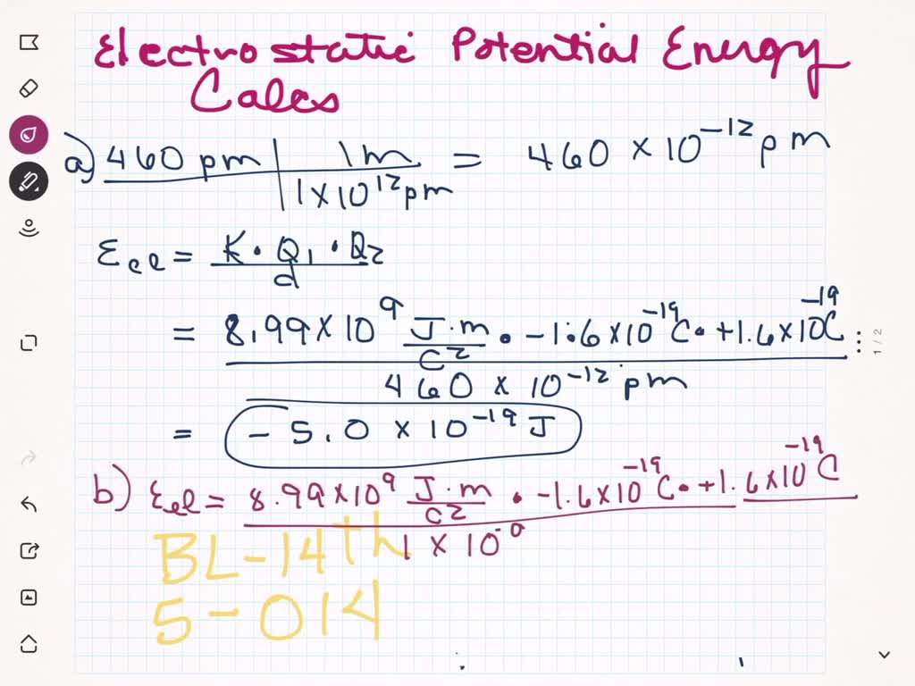 SOLVED:(a) What is the electrostatic potential energy (in joules ...