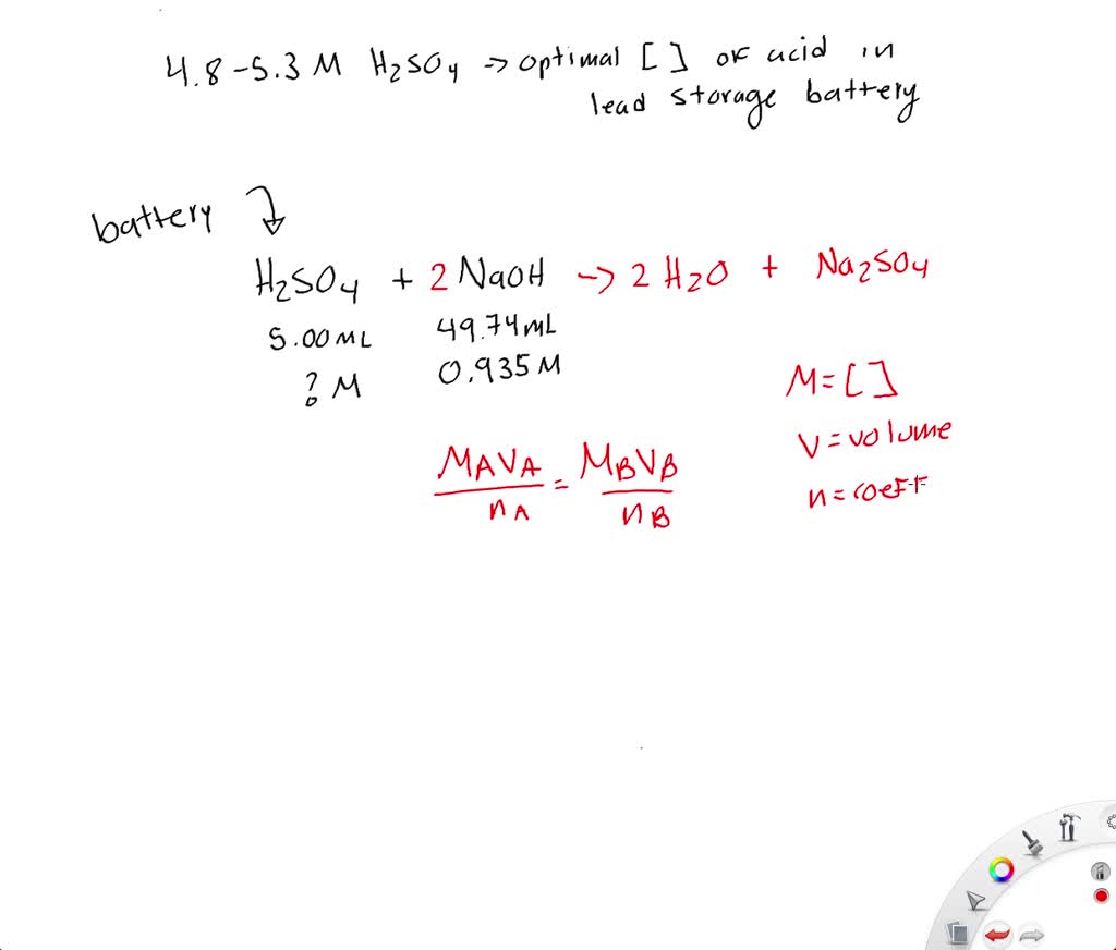 SOLVED:The electrolyte in a lead storage battery must have a ...