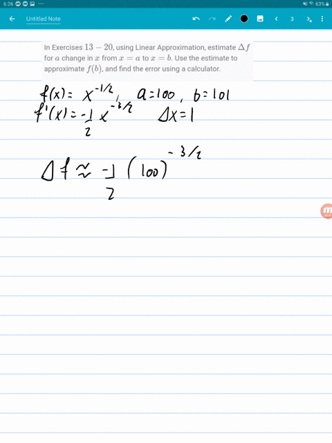 Solved In Exercises 13 20 Using Linear Approximation Estimate Δf For
